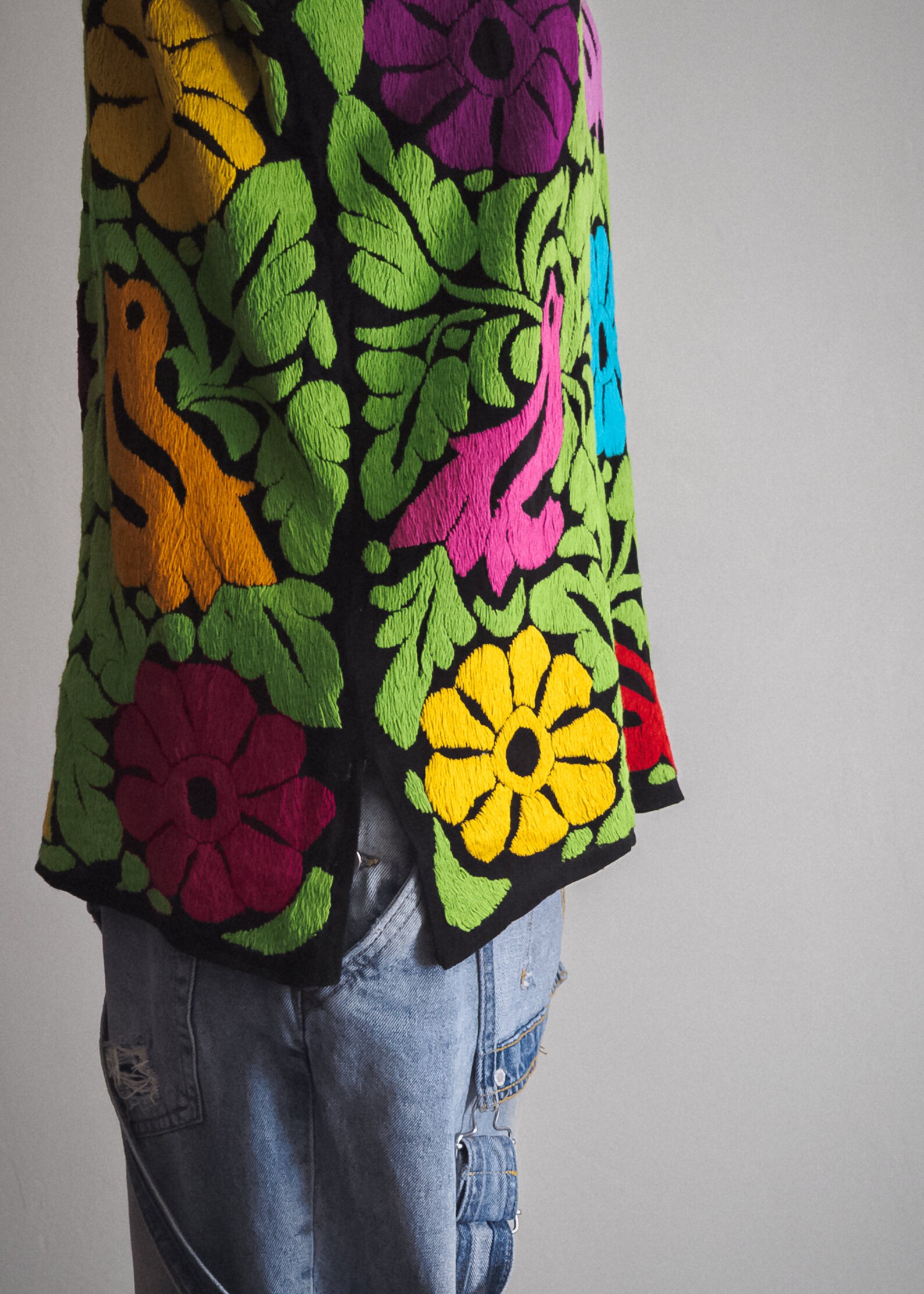 Jalapa Mexican Huipil Blousy Top Fully Embroidered Designs of Colorwork ...
