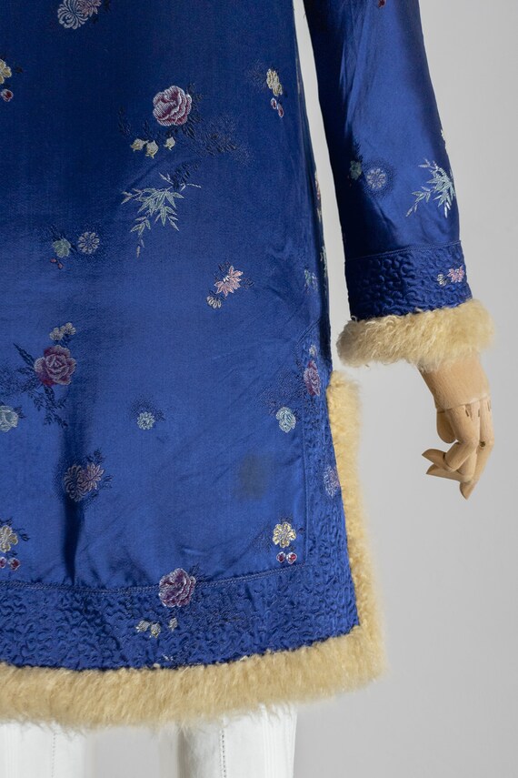 1960s Peony Brand Shanghai China fur lined coat sapph… - Gem