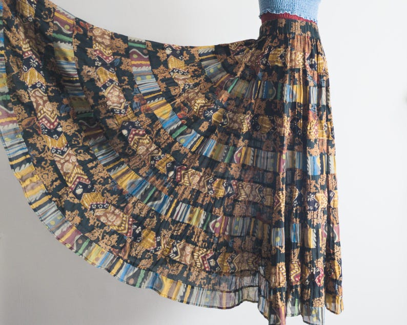 Vintage Broomstick Skirt 1990s Phool 16 Narrow-tier Patchwork Maxi in ...
