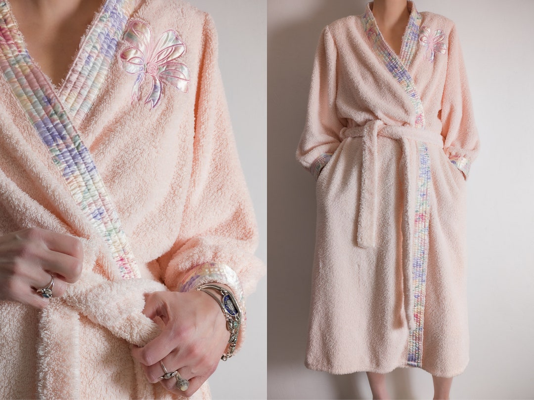 Dusty Pink Terrycloth Bathrobe Housecoat Housewife Terry Toweling ...