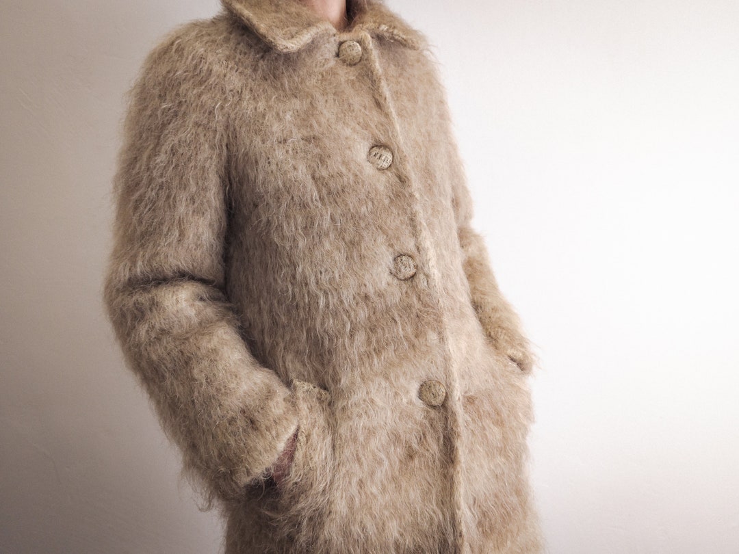 British Fuzzy Mohair Wool Woven Coat Vintage 60s Mod Ombre Hairy Coat ...