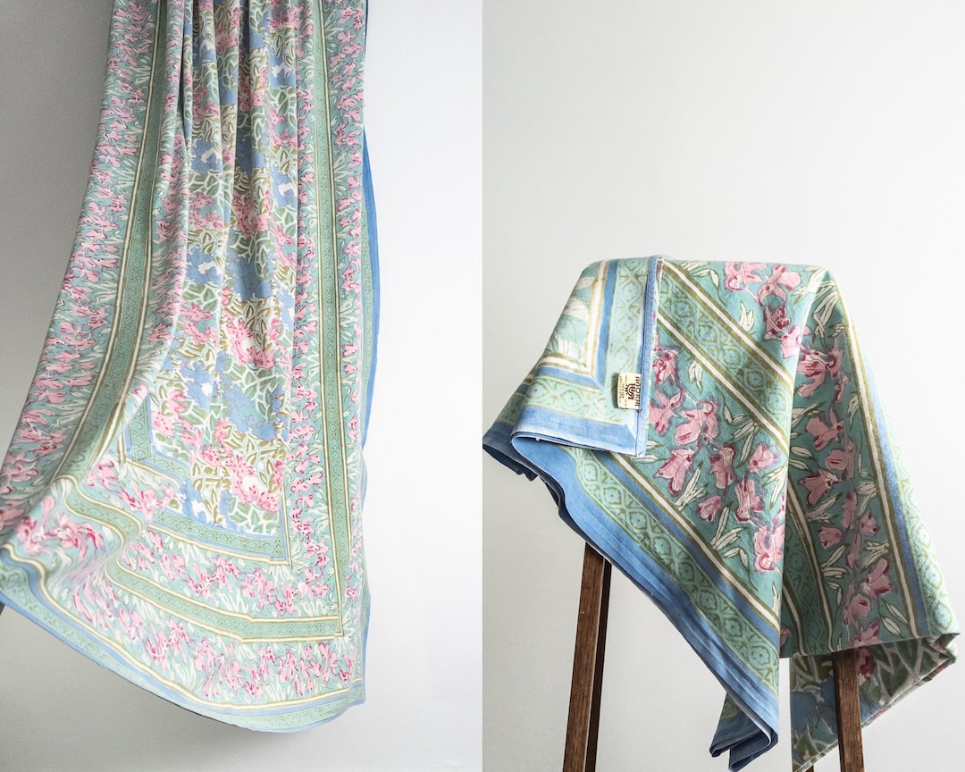 Vintage Anokhi Bedspread Jaipur Hand Block Printed Floral, Single-layer ...