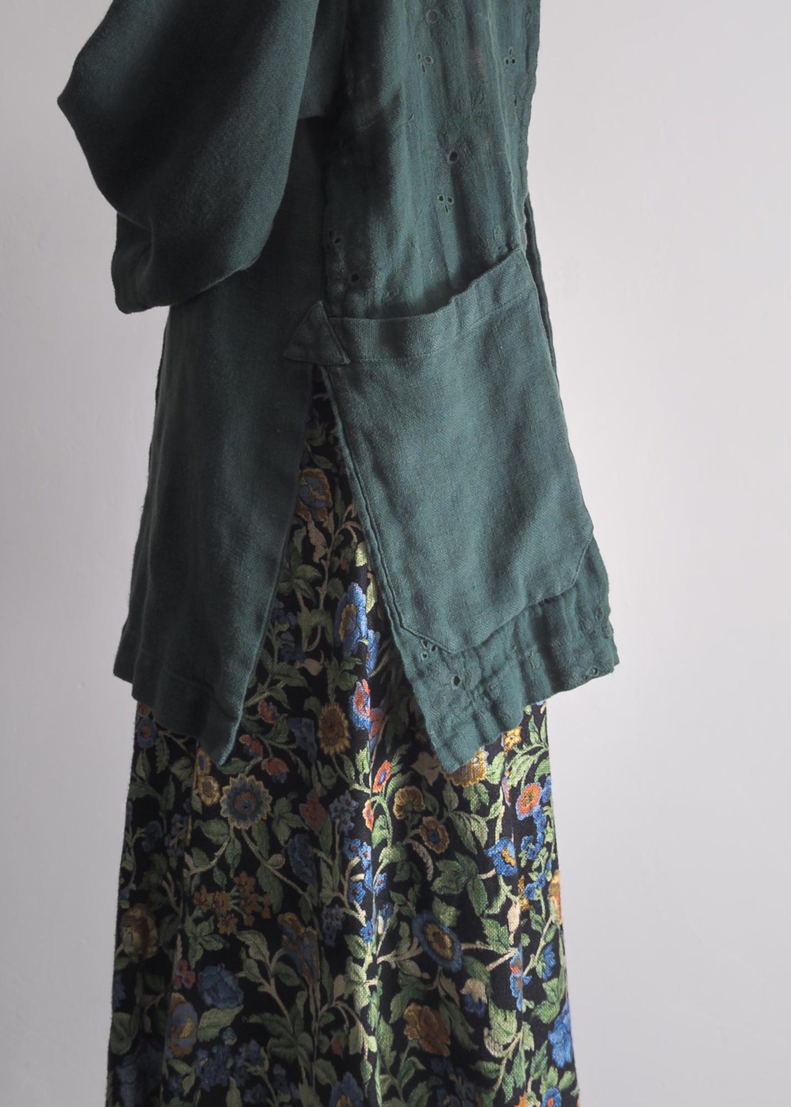 Rustic Green Linen Duster Jacket Women's Vintage Look Alpine Boho With ...