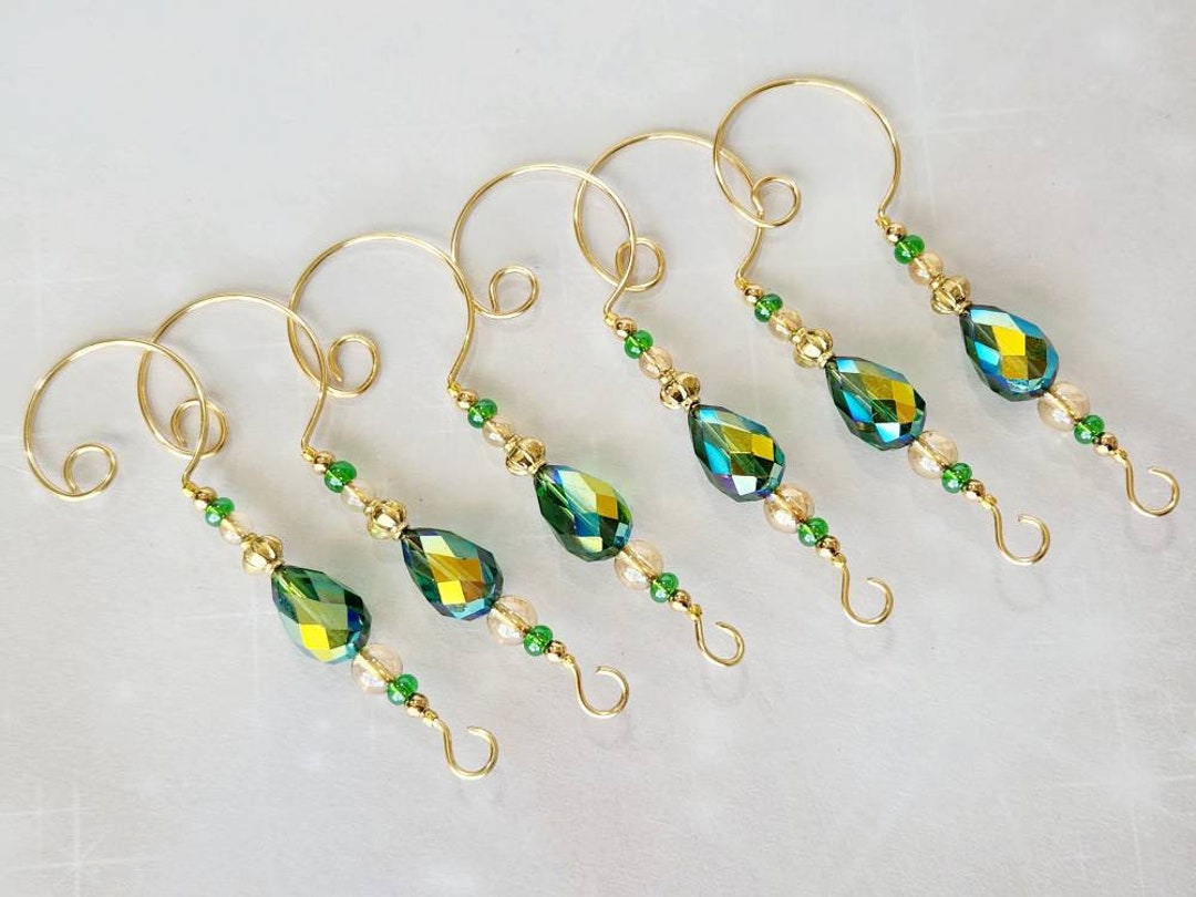 Green and Gold Ornament Hooks - Gold & Emerald Green ...