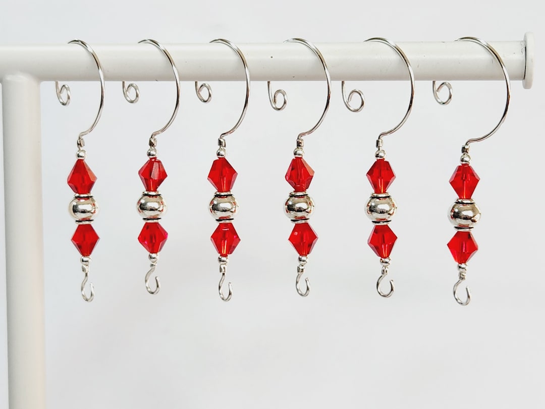Ornament Hangers - Red Ornament Hooks - Set of 6 Christmas Ornament ...