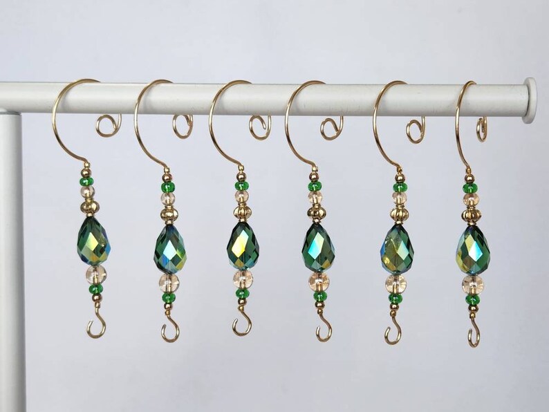 Ornament Hangers Gold and Green Ornament Hooks Set of 6 Christmas ...
