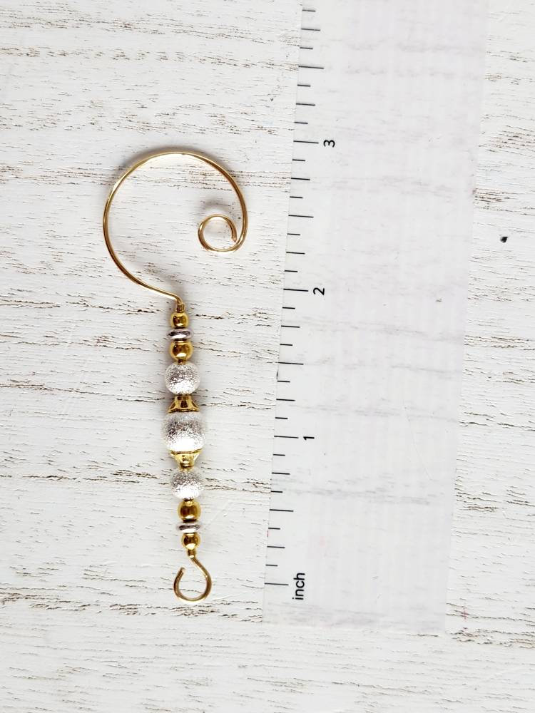 Ornament Hangers Silver and Gold Beaded Ornament Hooks Set of 6 ...