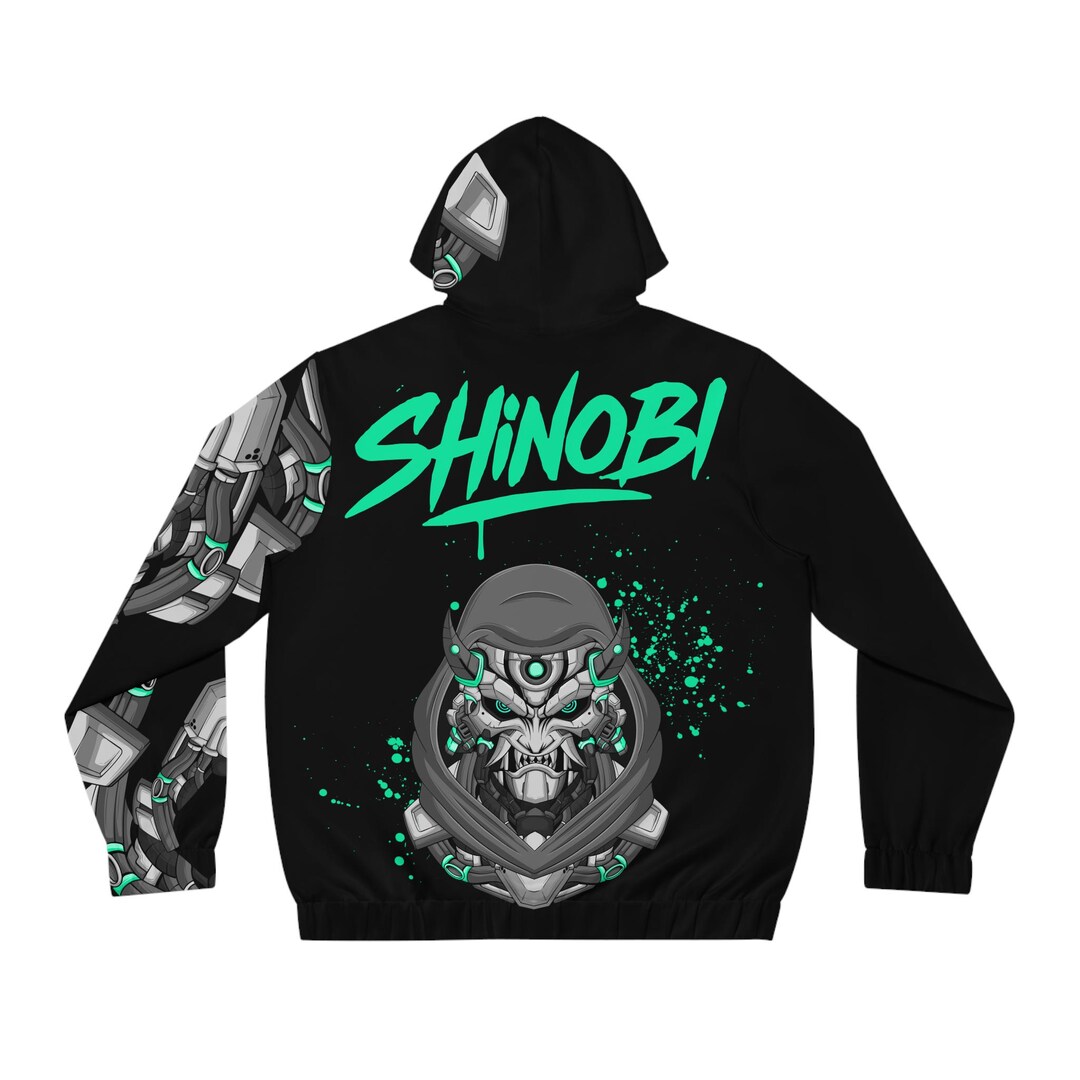 SHINOBI Mecha Oni Zip Hoodie | Ninja Graffiti Cyberpunk Jacket ...