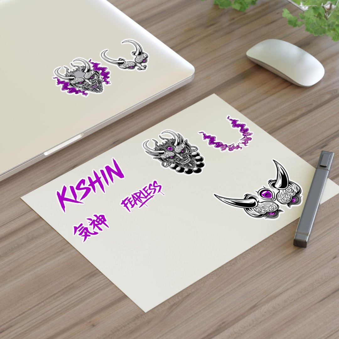 Kishin Oni Mask Sticker Sheet | Japanese Demon Decals | A5 Holographic ...