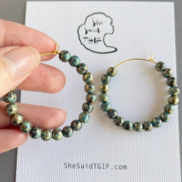 Beaded Hoop Earrings - Etsy