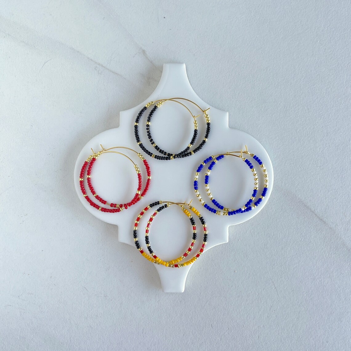 Seed Bead Hoops Colorful Bead Hoop Earrings Beaded Hoops - Etsy