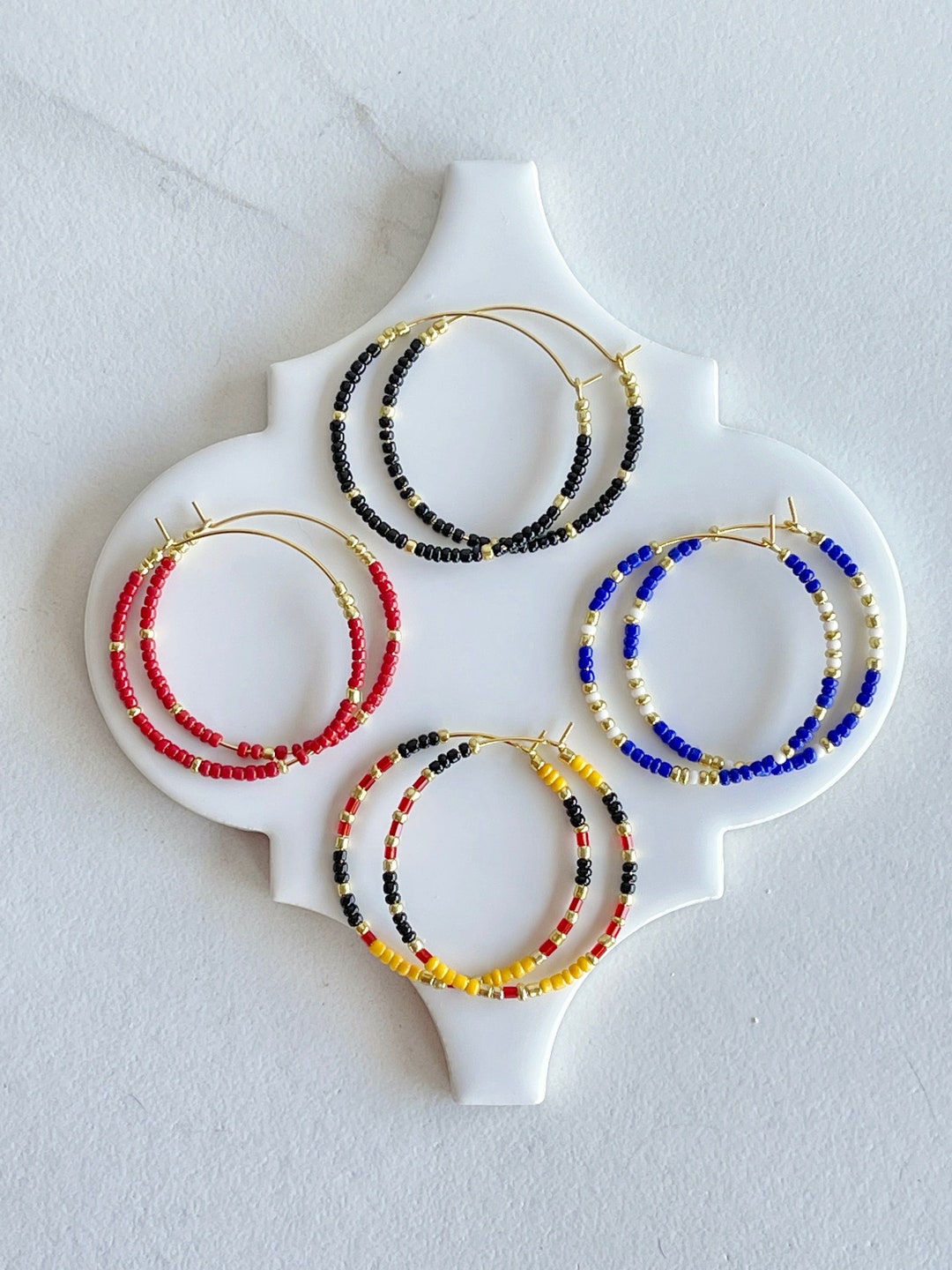 Seed Bead Hoops Colorful Bead Hoop Earrings Beaded Hoops - Etsy