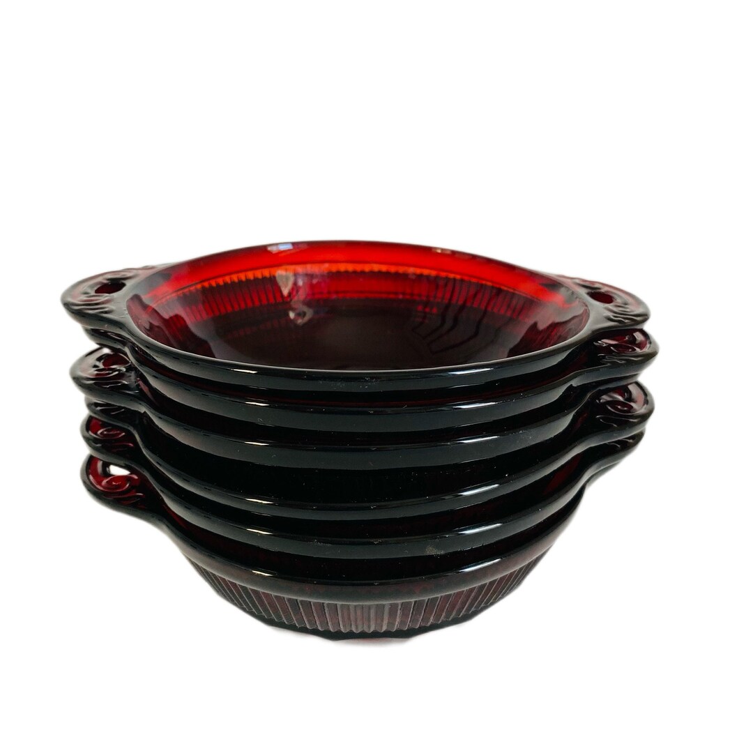 Set of 6 Anchor Hocking Ruby Red Berry Bowls , Anchor Hocking Ruby Red ...