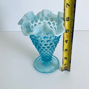Fenton Double Crimped Honail Vase/ Fenton Blue Hob Opalescent - Etsy