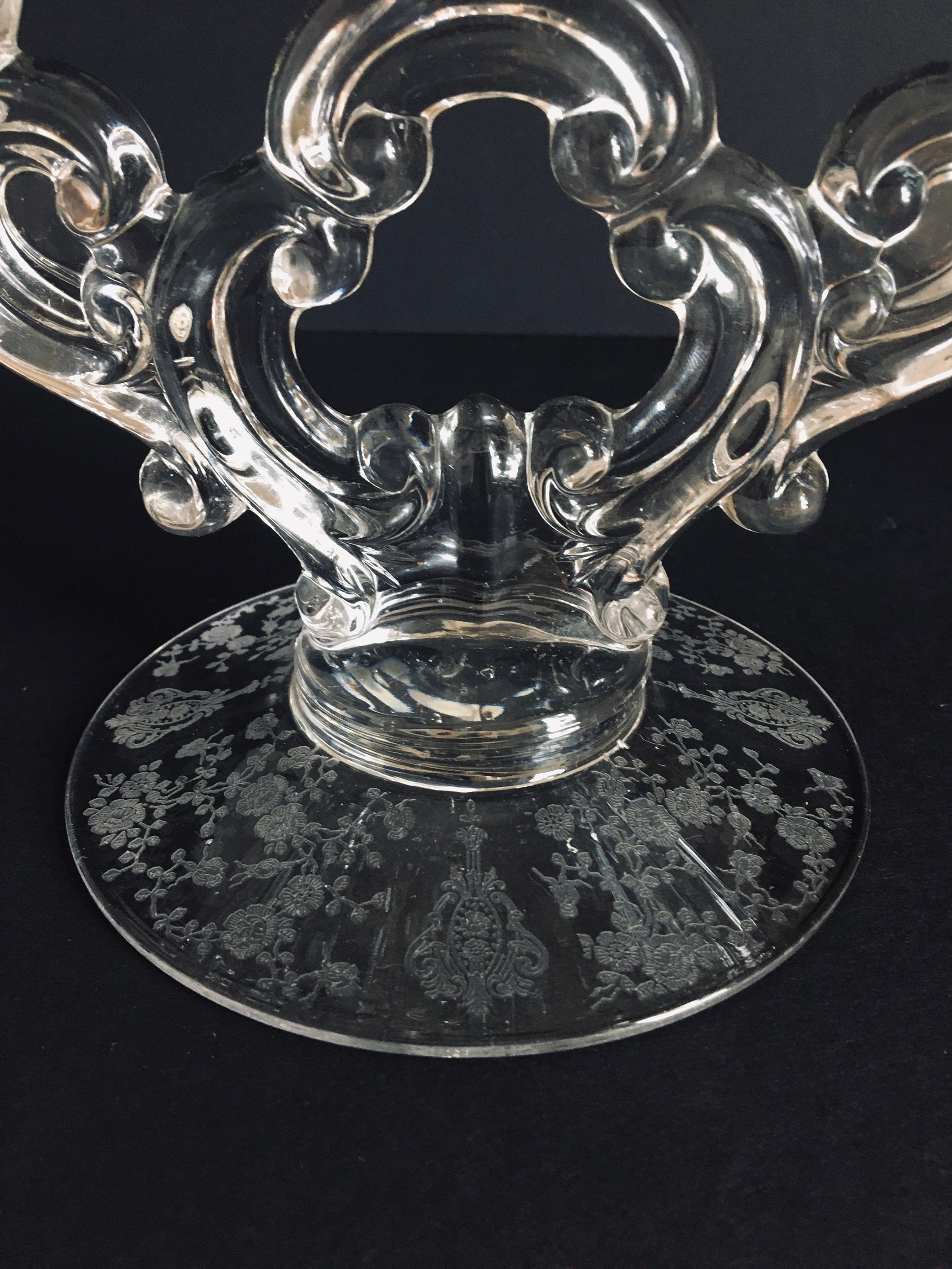 One Pair of Cambridge Crystal Rose Point Candlestick Holders - Etsy