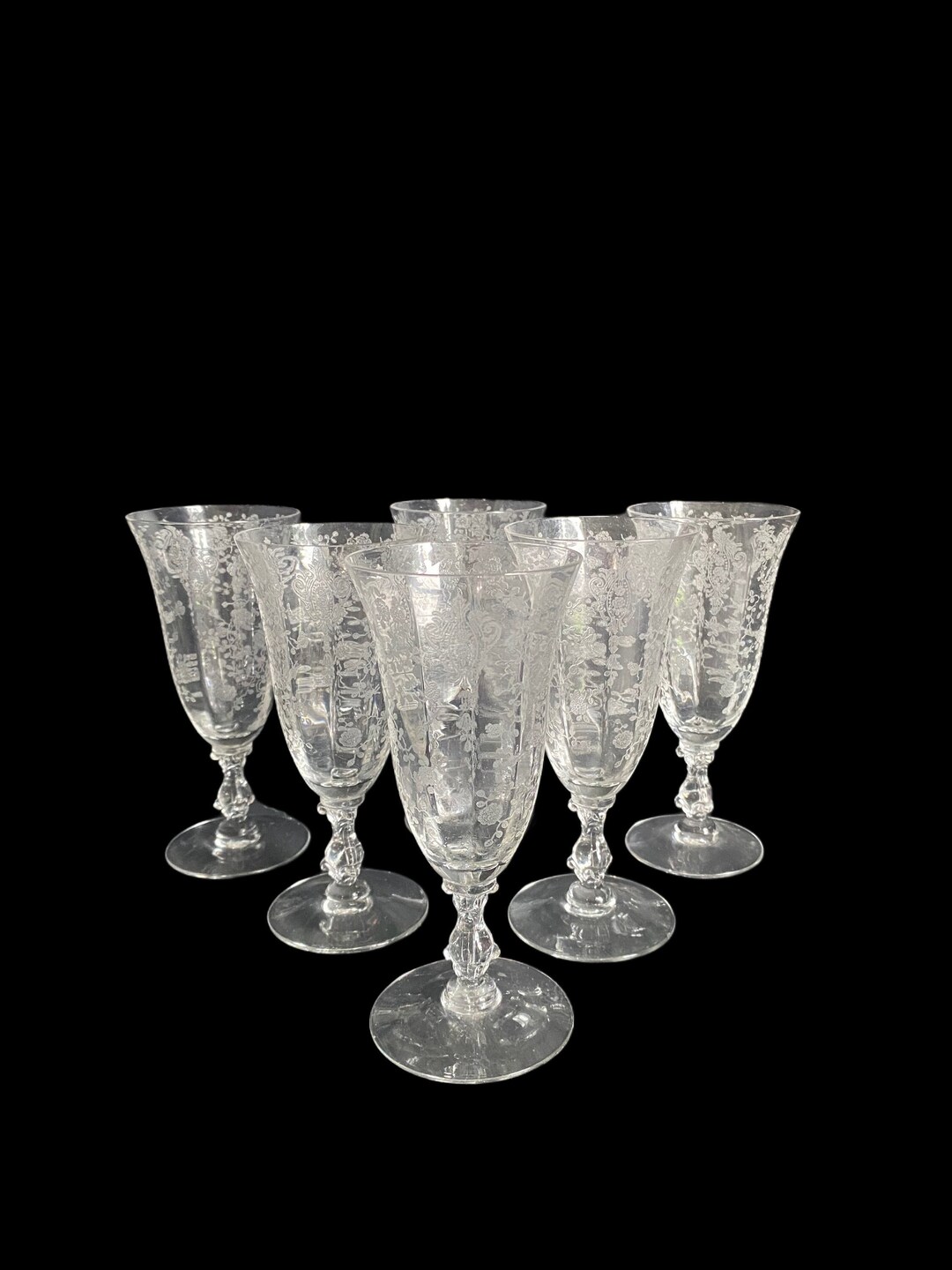 Set of 6 Vintage Cambridge Rosepoint Etched Crystal Juice Glasses - Etsy