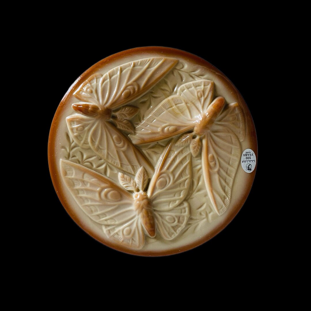 Fenton Chocolate Glass Butterfly Bonbon Box , Fenton 100th Anniversary ...