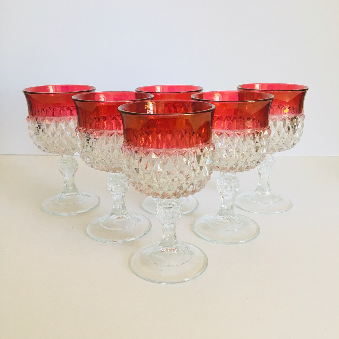 Indiana Glass Kings Crown Ruby Flashed Wine Gobltes , Indiana Glass ...