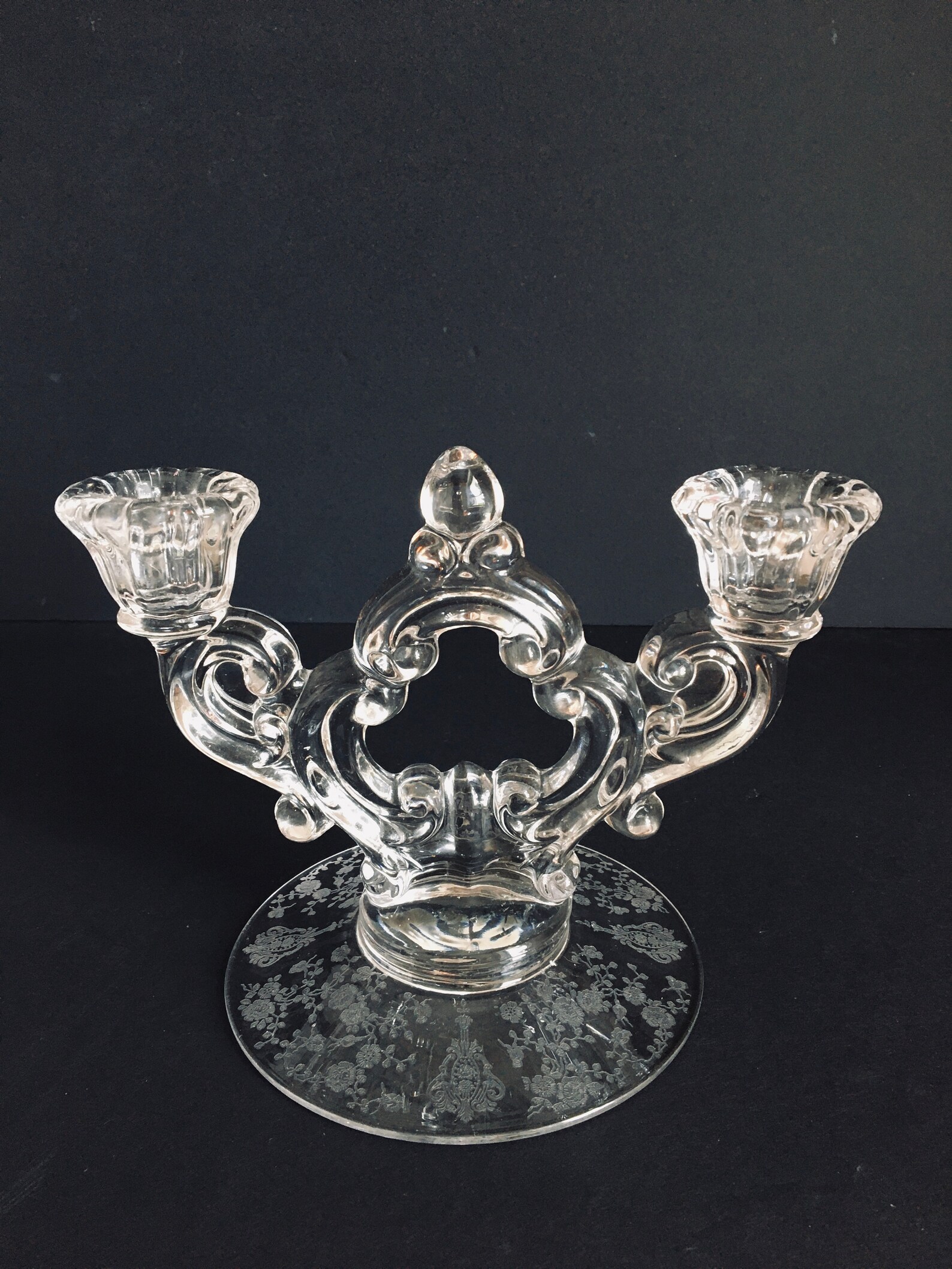One Pair of Cambridge Crystal Rose Point Candlestick Holders - Etsy