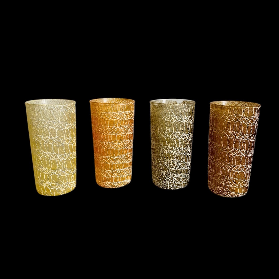 Set of Four Craft String Fall Colored Tumblers , String Spaghetti Iced ...