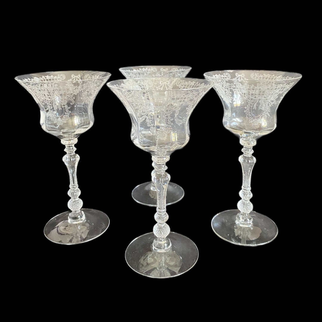 Vintage Cambridge Valencia Crystal Cocktail Glasses - Set of 4 - Etsy