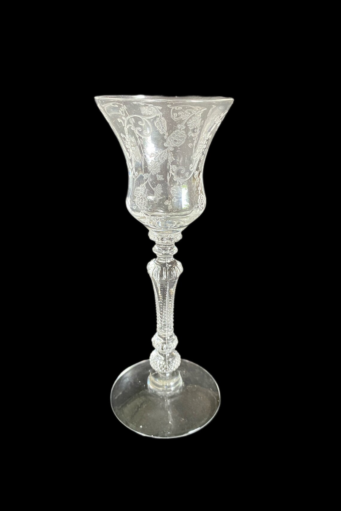 Cambridge Crystal Cordials: Set of 6 Elaine #3500, Etched Floral ...