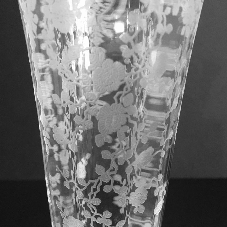 Cambridge Glass Rose Point Vase Crystal Etched Rose Point | Etsy