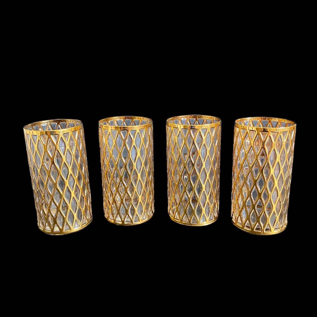 Imperial Glass 22kt Gold Diamond Hiball Glasses - Set of 4 - Etsy