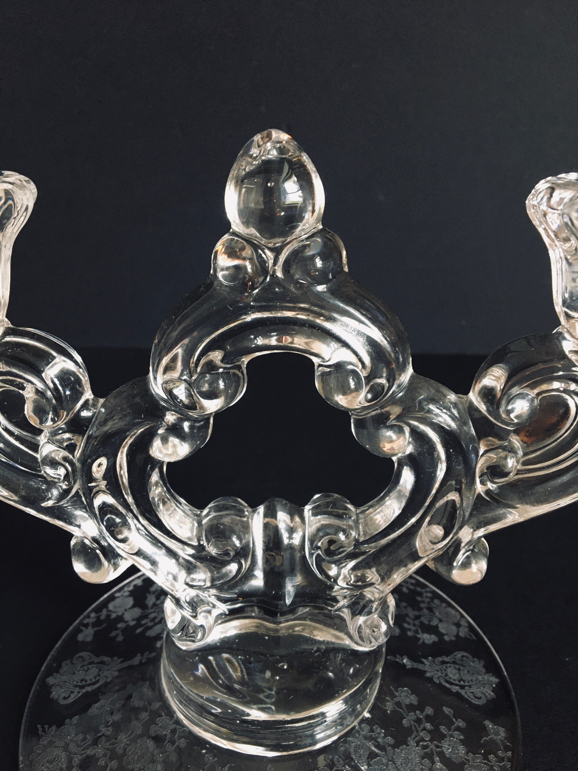 One Pair of Cambridge Crystal Rose Point Candlestick Holders - Etsy