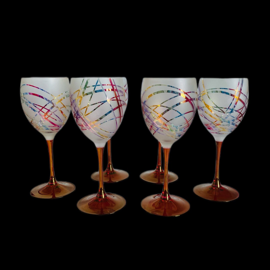 Luminarc Colored Ribbon Wine Glasses , Set of 4 Luminarc of France ...