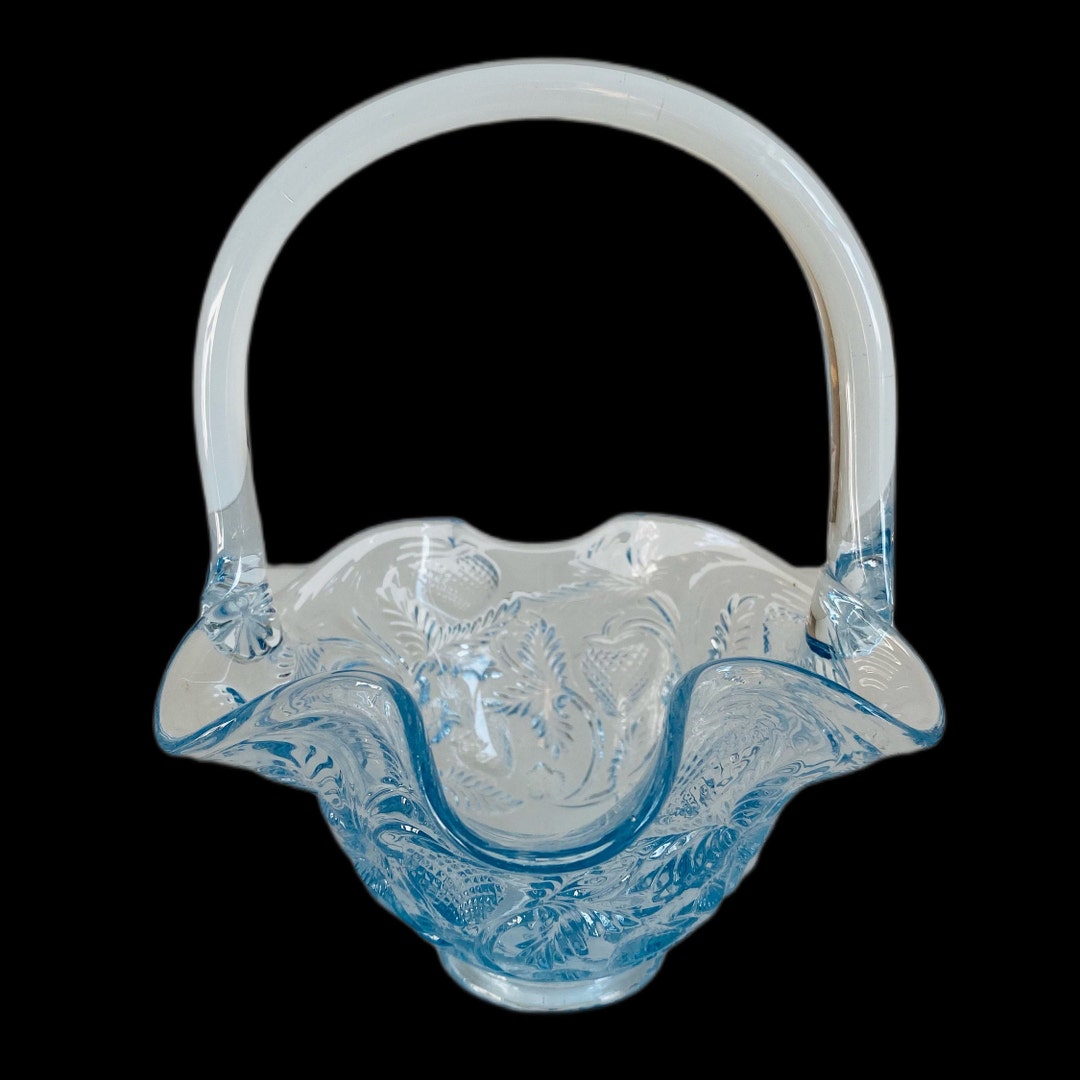Fenton Ic Blue Inverted Basket Ice Blue Fenton Strawberry - Etsy