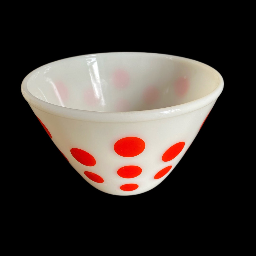 Vintage Red Dot Fireking Bowl , Fire King Oven Ware Red Dot Mixing Bowl ...