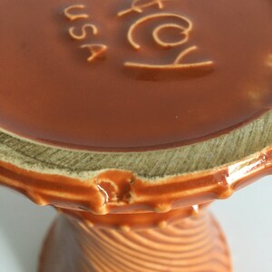 Mccoy Swirl Beaded Footed Vase , Signed Mccoy Burnt Orange Twist Ribbed ...