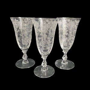 Cambridge Rose Point Water/wine Goblets , Vintage Rose Point Blown ...