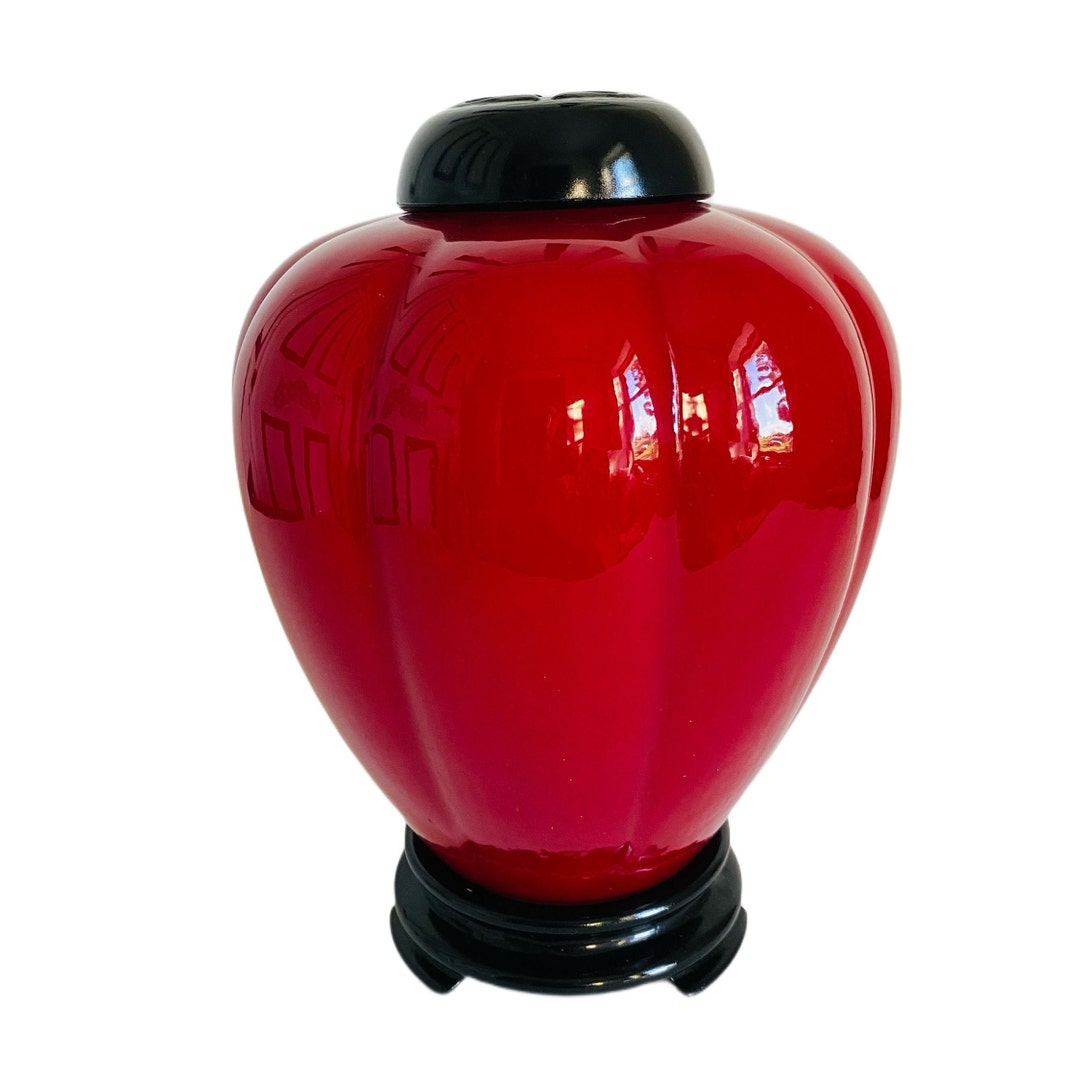 Fenton Mandrian Red Ginger Jar , Fenton Signed Limited Edition Red ...