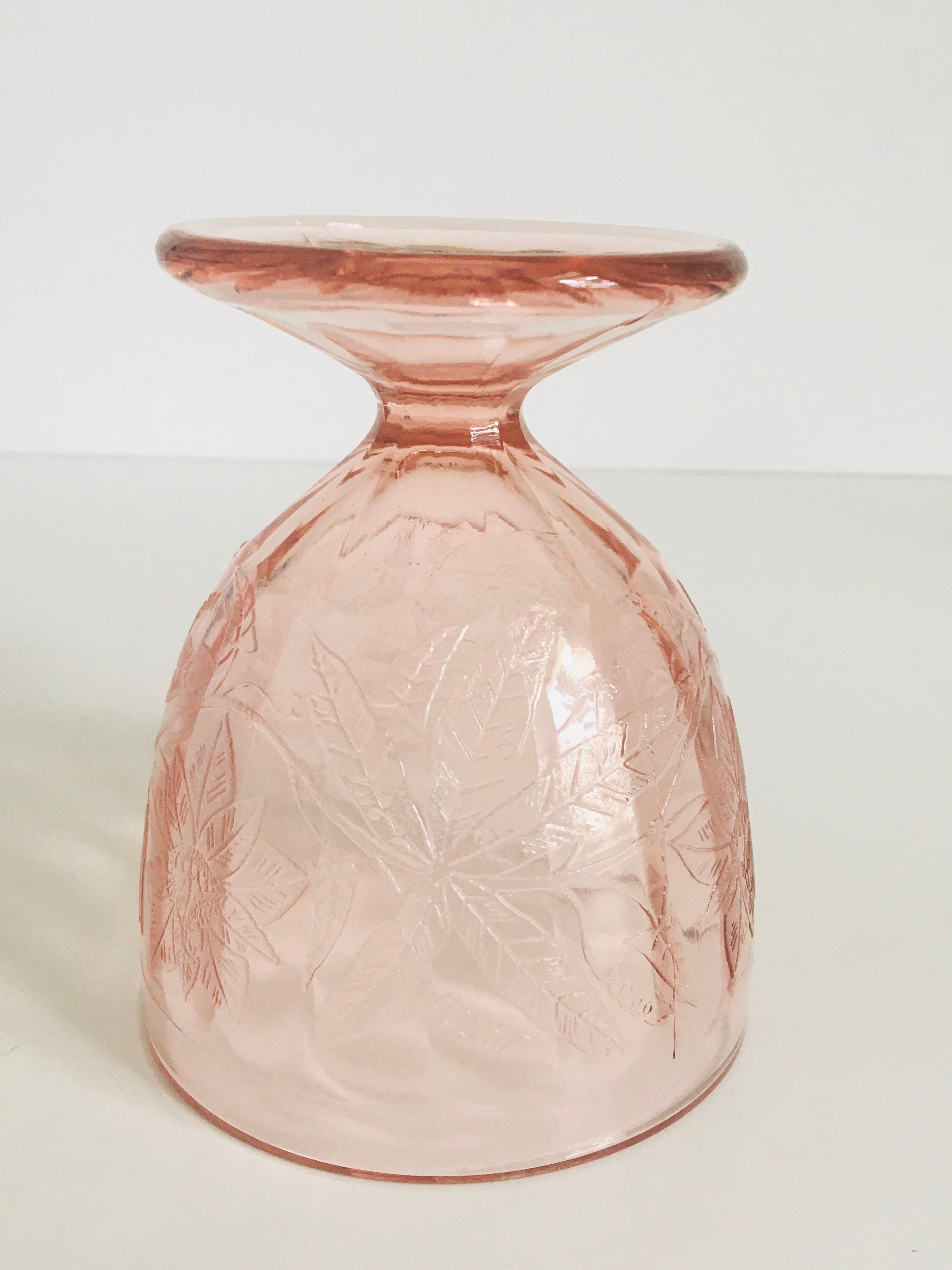 Jeanette Glass Pink Floral Candy Jar W/Lid Jeanette Pink | Etsy