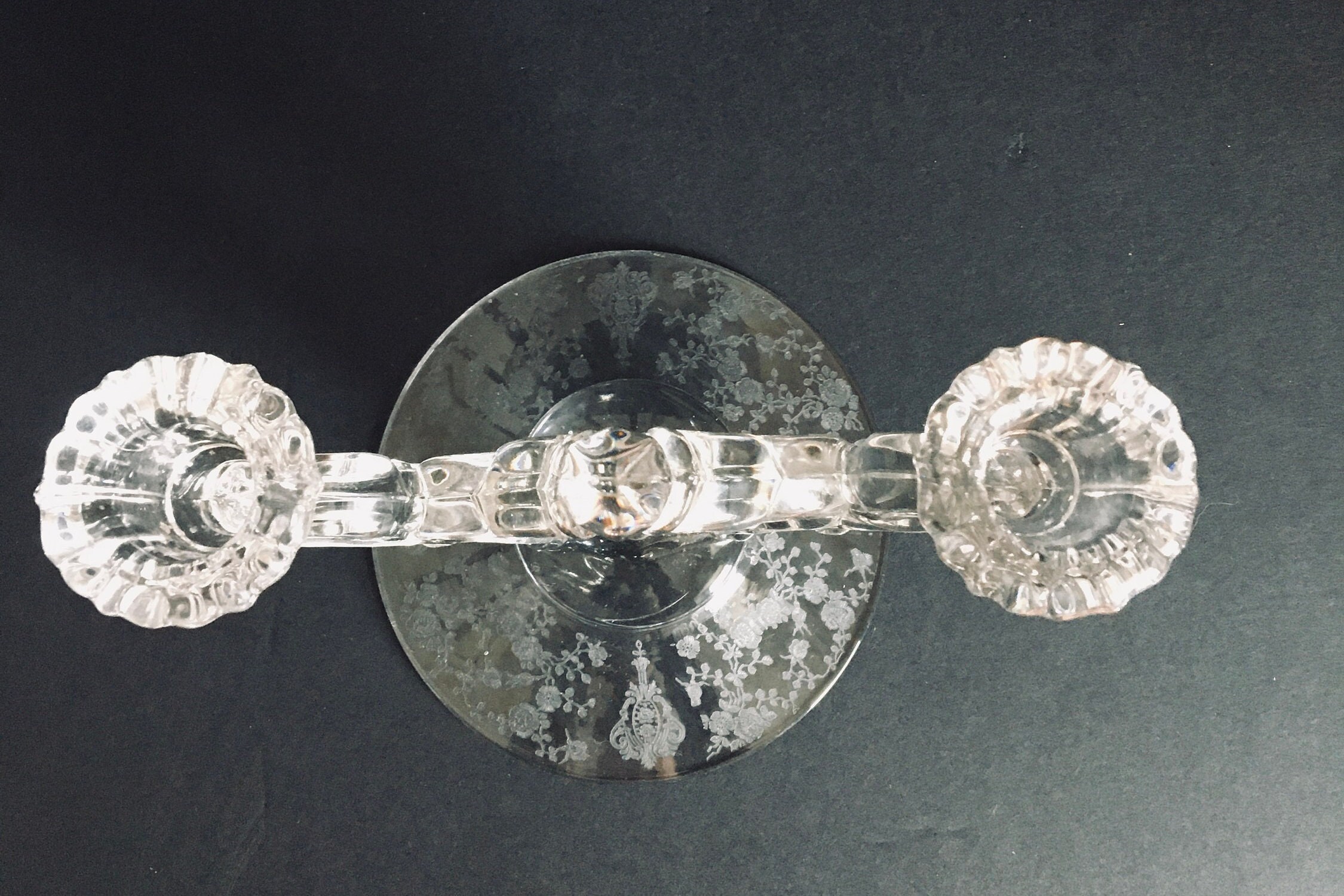 One Pair of Cambridge Crystal Rose Point Candlestick Holders - Etsy