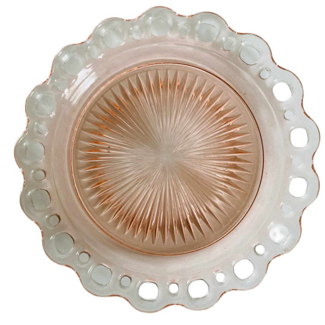 Old Colony Pink Dinner Plate , Hocking Glass Lace Edge Dinner Plate ...