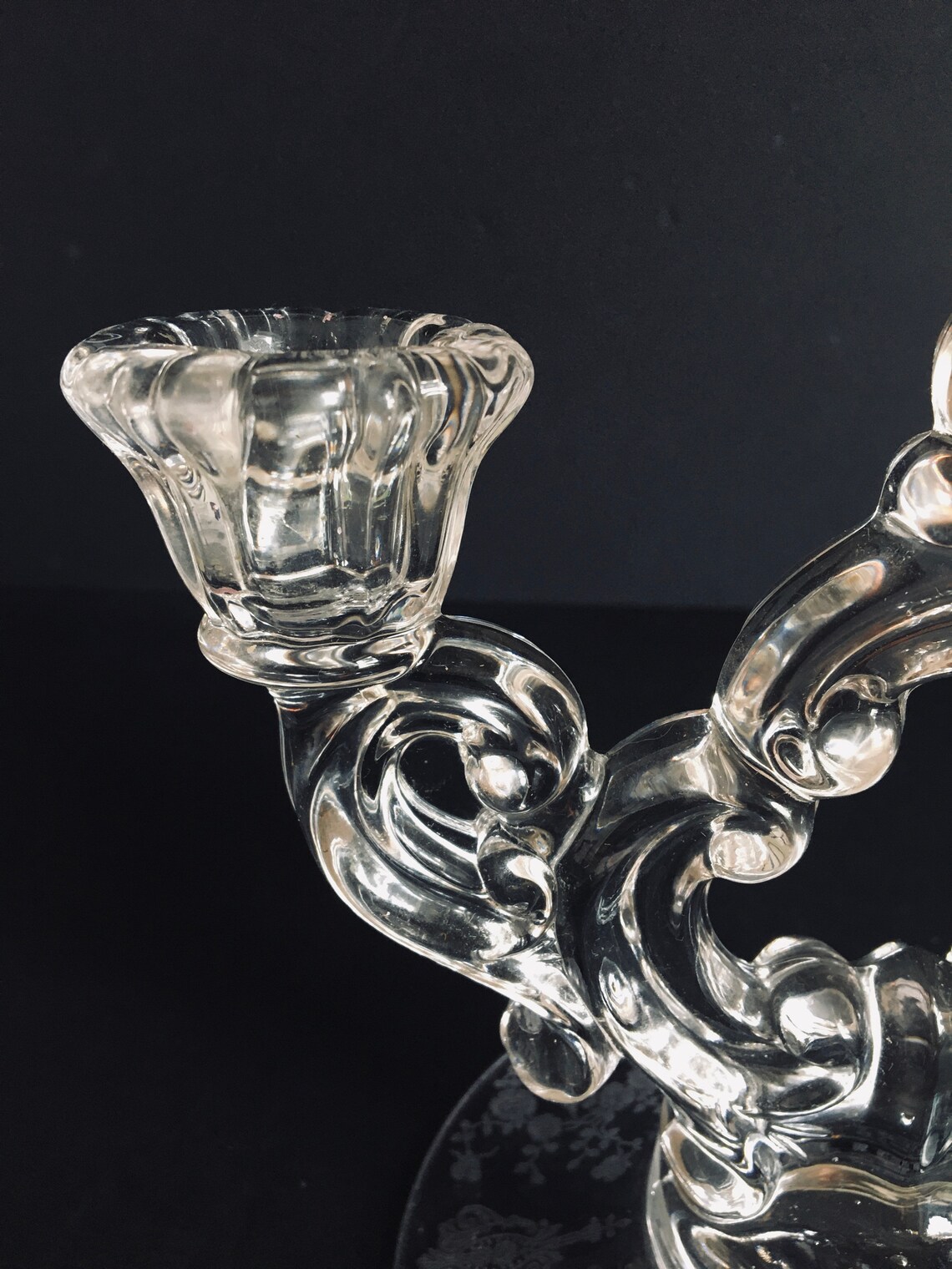 One Pair of Cambridge Crystal Rose Point Candlestick Holders | Etsy