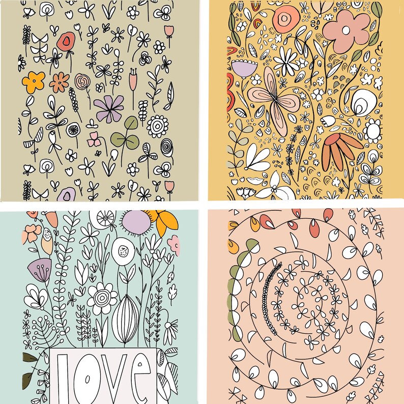 Floral Coloring Book Pages: 23 Unique Designs (digital Download) - Etsy
