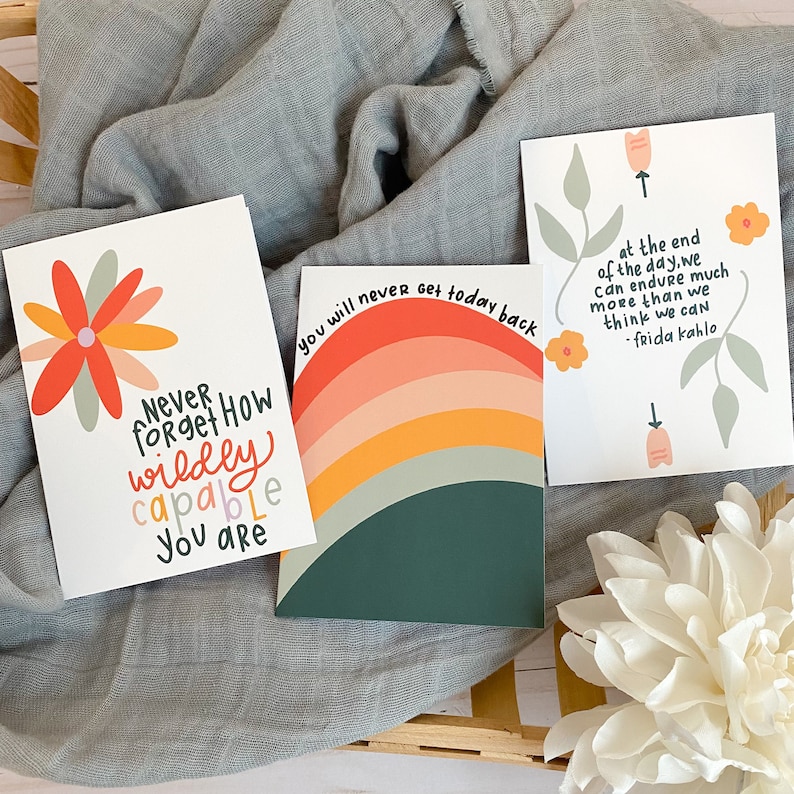 Inspirational Greeting Card Set Encouraging Quotes Postcards - Etsy