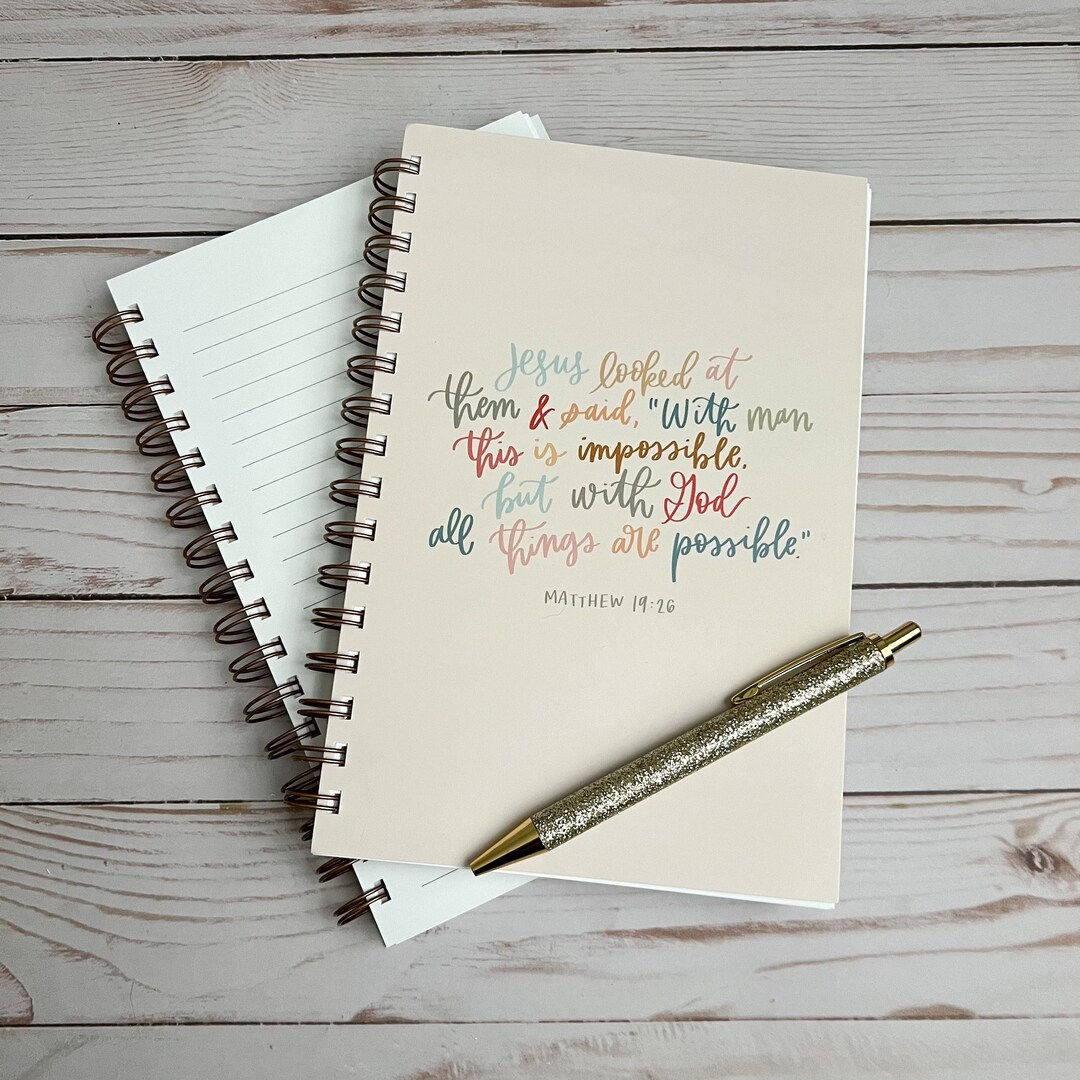 Bible Journal Notebook | With God All Things Are Possible | Christian ...