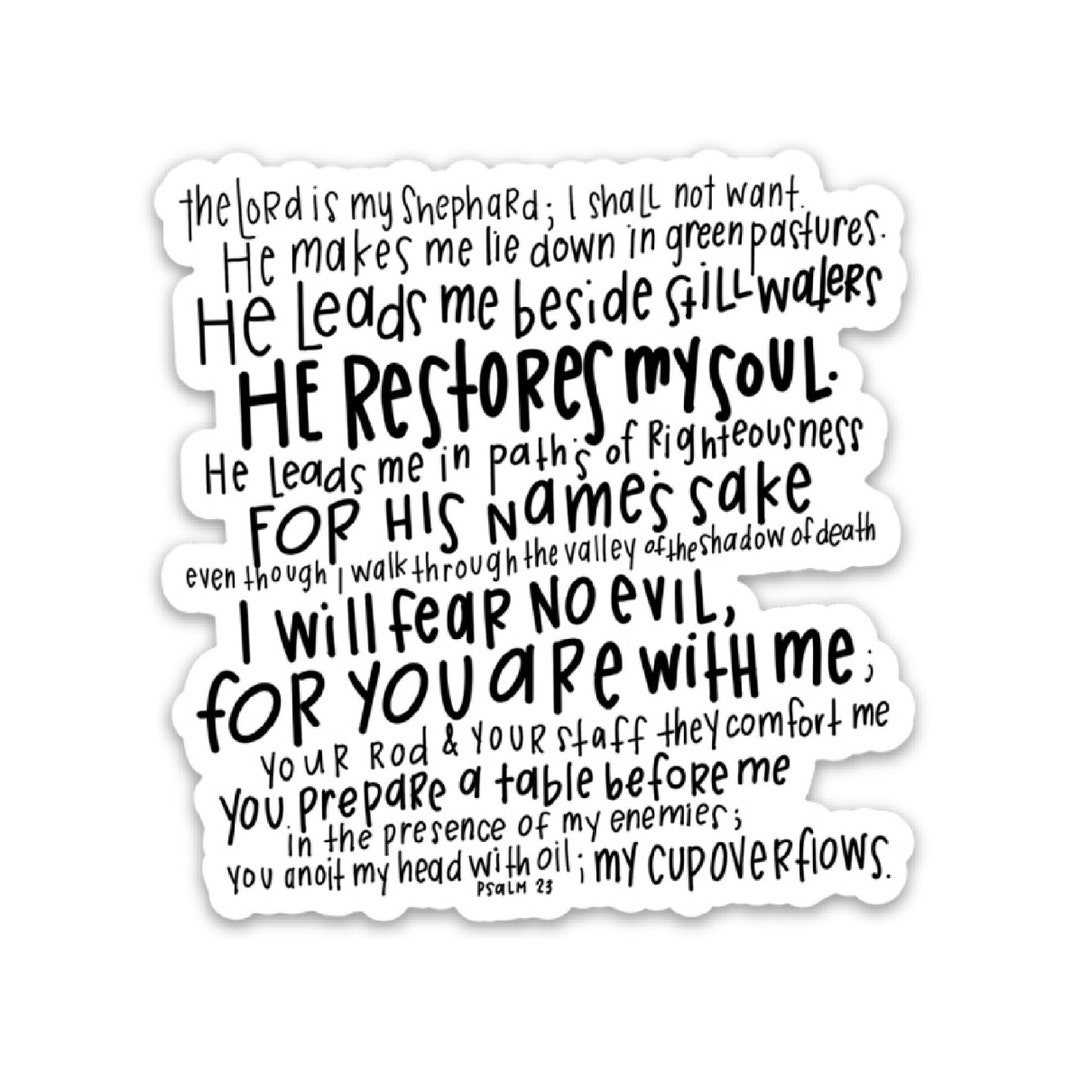 Faith Stickers | Christian Stickers | Psalm 23 Sticker About Jesus, God ...