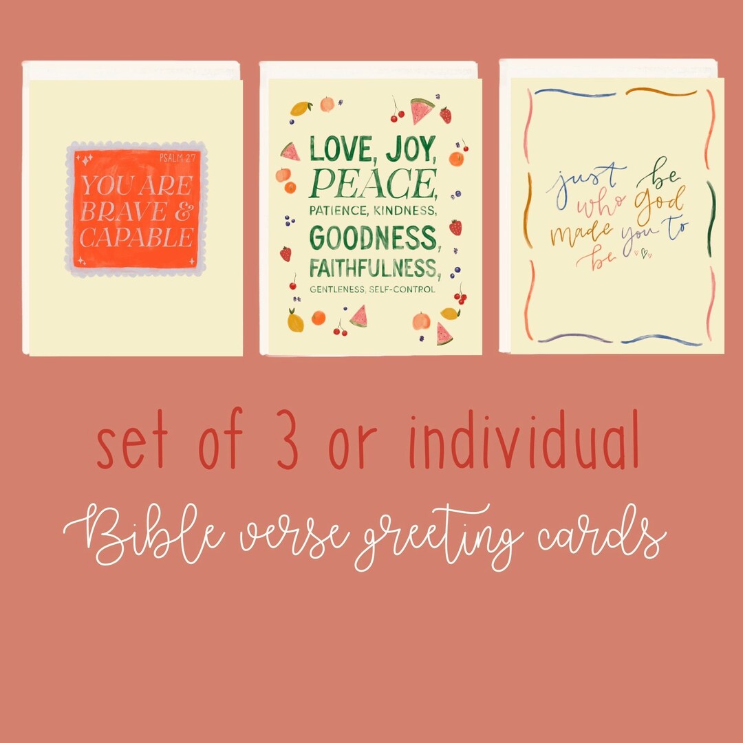 Christian Greeting Card Set | Faith Cards | Set of 3 Bible Verse Quotes ...
