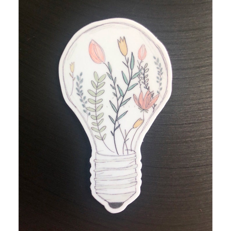 Light Bulb Sticker Flowers in a Lightbulb Sticker Be the | Etsy