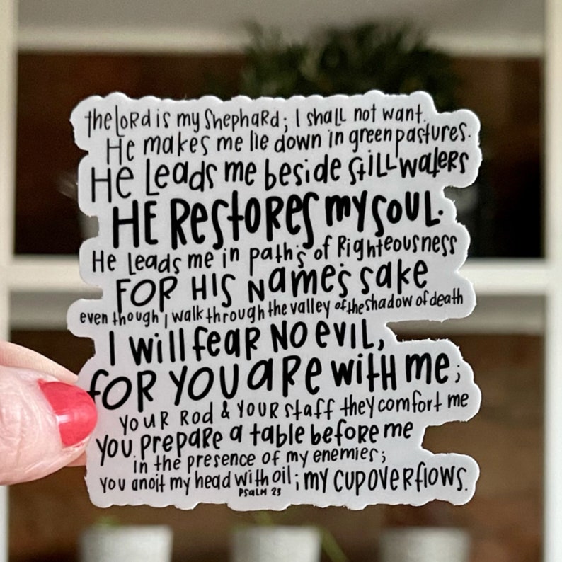 Faith Stickers Christian Stickers Psalm 23 Sticker About - Etsy