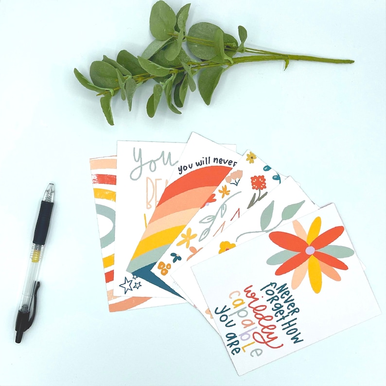 Inspirational greeting card set Encouraging quotes postcards | Etsy