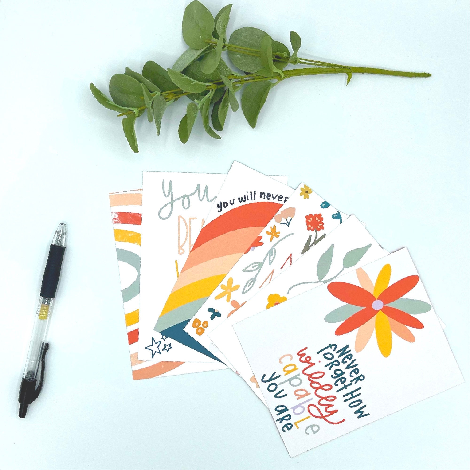 Inspirational greeting card set Encouraging quotes postcards | Etsy