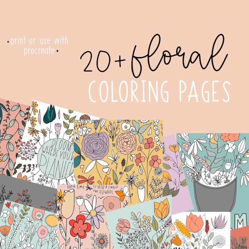 Coloring Book Pages Flower Coloring Pages 20 Different - Etsy