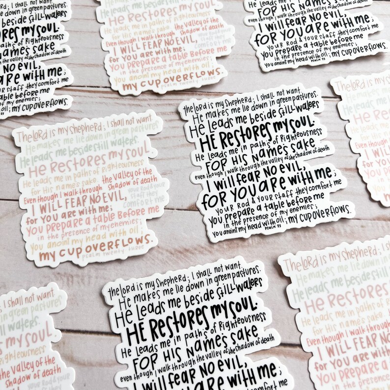 Faith Stickers | Christian Stickers | Psalm 23 Sticker About Jesus, God ...